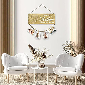 BLOCE Mother's Gifts Picture Frame, Wooden Hanging Photo Holder with Keychain, Brag Board for Mother's Day Christmas Birthday Thanksgiving Day