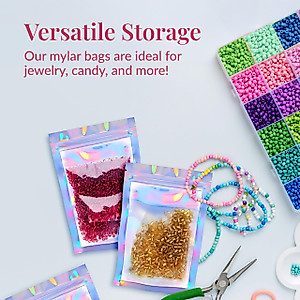 100 Pieces Mylar Bag - 4X6" | Mylar Bags | Food Storage | Coffee Storage | Candy Bags | Resealable Bags For Small Business and Packaging| Holographic Bags | Pouch Bags | Package Bags | Smell Proof Bag
