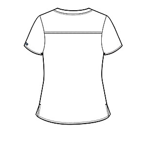 Med Couture Women's V-Neck Scrub Top, Modern Fit Tuck-in Top with Stretchy Rib-Knit Shoulders and Chest Pocket - MC7448, Black, Small