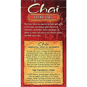Twinings Ultra Spice Chai Tea Bags - Individually Wrapped, Black Tea with Cinnamon, Ginger, Cardamon & Clove, 20 Count (Pack of 3)
