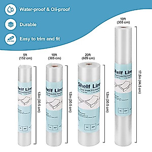 Puricon Non-Adhesive Shelf Liner, Non-Slip Clear Plastic Ribbed Liners for Refrigerator Pantry Cabinet Closet Drawer Desks Shelves Storage, BPA Free -12 Inch x 5 FT