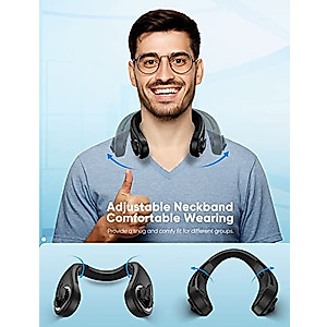 Neck Fan Portable with Reading Light - Cooling Rechargeable Battery Operated Neckband Fan, Ultra Quiet, Hands Free 4 Speeds Bladeless Wearable Fan for Travel, Outdoor