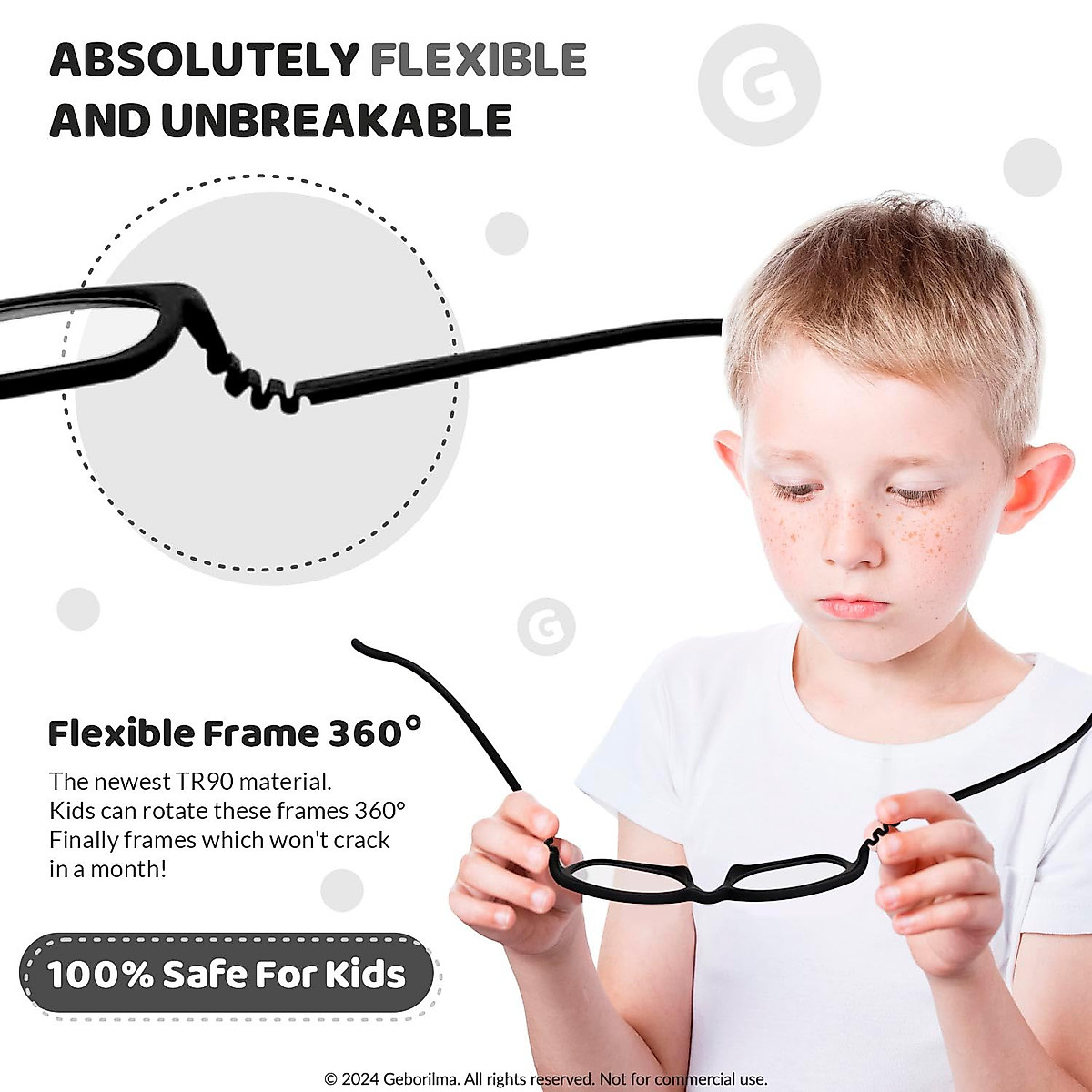 Toddler Flexible Frame Glasses - 1-3 Years Unbreakable Eyeglasses for Kids - Kids Flexible Glasses - Rbg Glasses for Kids Prescription Glasses Flexible - Toddler Eyeglass Frames 44-15-120 Black