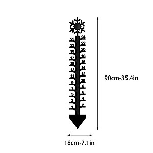 Racsoh Snow Gauge Outdoor - 24 Inch Snow Measuring Device, Iron Art Snow Gauge Handmade Metal Snow Measuring Stick Snowfall Snowflake Gauge for Yard Garden Lawn Christmas Decor (A-Snowflake)