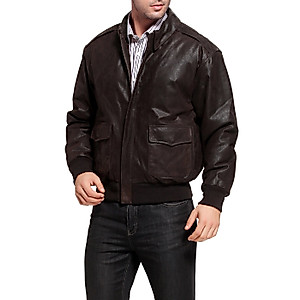 Landing Leathers Men's Air Force A-2 Leather Flight Bomber Jacket Distressed Brown XX-Large
