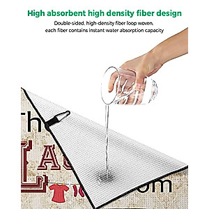 Laundry Room Golf Towel 24"x16", Absorbent Microfiber Towels Golf Accessories, Retro Yellow Washing Machine Clothes Golf Towels for Golf Bags with Clip Funny Golf Towel Gifts for Man Women