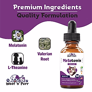 Melatonin for Cats | Supports Healthy, Restful Sleep for Your Cat | Cat Stress Relief | Cat Calming | Cat Anxiety Relief | Cat Melatonin | Anxiety Relief for Cats | Cat Sleep Aid | 1 fl oz