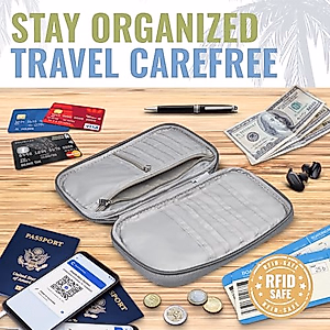 BOACAY Travel Document Organizer with RFID, Family Passport Holder, Wallet for Women & Men, Portable & Waterproof Case for Cards, Boarding Pass, Money