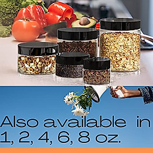 Mabua 4oz Plastic Containers with Lids 50 Pack BPA Free, Clear Empty Refillable Round Sugar Scrub small 4 Oz Plastic Jars with Lids for Cosmetics, Lotions, Body Butters, Liquid Slime & Beauty Products