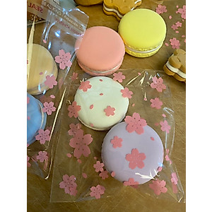 200 Pcs 4" x 4" Clear Bags OPP Plastic Party Bag for Bakery, Candy, Soap, Cookie (Sakura Pink, 4x4)