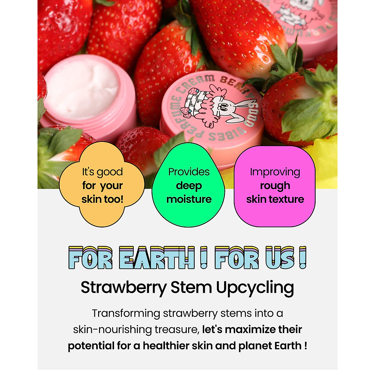 CHASIN' RABBITS Berry Good Vibes Perfume Moisturizer Face Cream | Facial Moisturizer Korean Face Cream Perfume Set | Face Moisturizer for Dry Skin Cream w/Ceramide & Strawberry Stem (0.50 oz x 3)