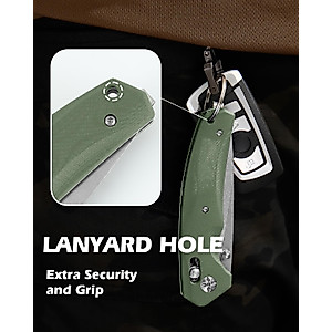 Folding Pocket Knife with Clip, 3.5 Inch 8Cr13MoV Steel Drop Point Blade with G10 Handle, Small EDC Knives for Men Women Outdoor Camping Hunting Survival Foldable Knife