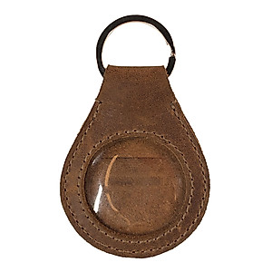 Hide & Drink, Medallion Holder Keychain, Secure Keyring Attachment for Storing Memorabilia, Keepsakes, Special Coins, Full Grain Leather, Handmade, Bourbon Brown