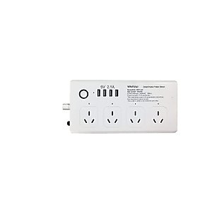 Vivitar Smart Home Power Strip, Standard Plug With 4 USB Ports, Four Power Outlets, 10Amp 3 Prong Outlet Energy Saving, Wifi ControlLED Smart Power Strip, 4 USB Charging Ports, Wireless Remote Control