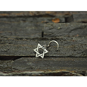 Studs Star of David Nose, 925 Sterling Silver Nose, Jewelry Nose, Body Piercing Jewelry, Nose Piercing, Body Jewelry (20g L Bend)