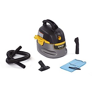 WORKSHOP Wet/Dry Vacs Vacuum WS0255VA Compact, Portable Wet/Dry Vacuum Cleaner, 2.5-Gallon Small Shop Vacuum Cleaner, 1.75 Peak HP Portable Vacuum,Grey/ Black/ Yellow