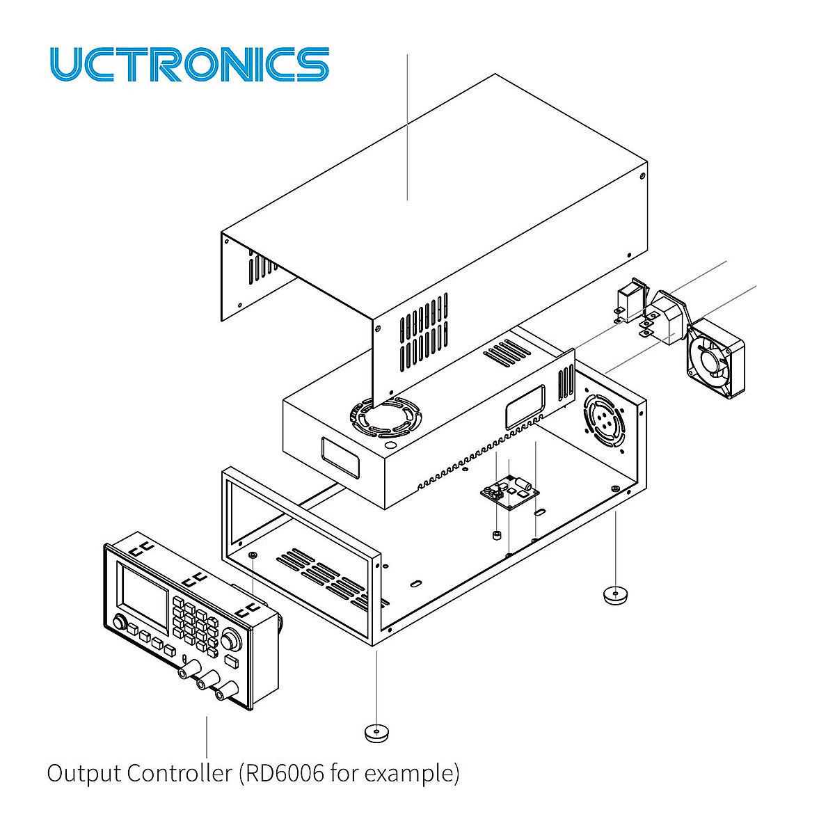 UCTRONICS 400W AC to DC Power Source and Case, Switching Power Supply Constant Voltage Stabilized Regulator and CNC Housing Bundle for Riden RD6006/RD6006W