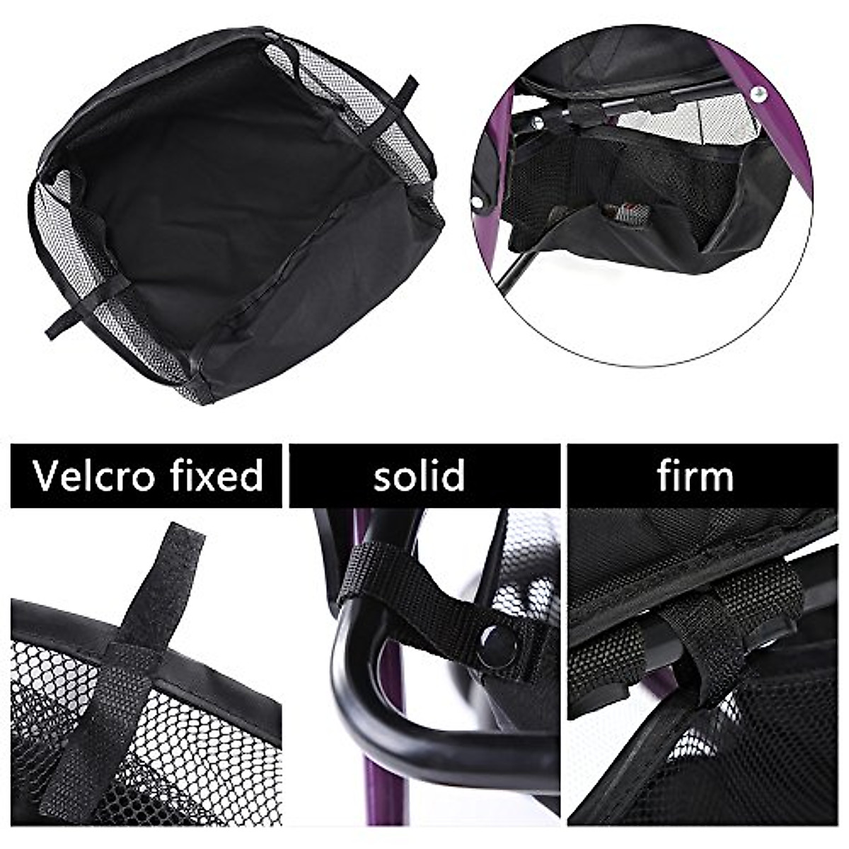 Stroller Organizer Under Baby Stroller Storage Basket Pram Waterproof Netting Underseat Basket Mesh for Stroller Storage Organizer Bag Accessories, 11.8x11.8x3.9inch
