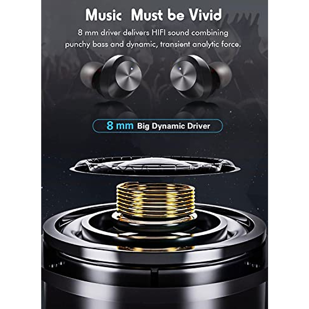 True Wireless Earbuds Bluetooth 5.3 Headphones Waterproof IPX7 Sports Wireless Ear buds with Microphone in-Ear Headphones Workout Running TWS Wireless Earphones with Charging Case for iPhone Android