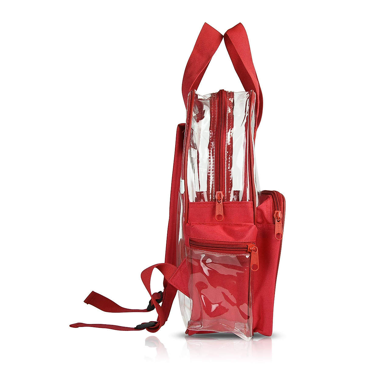 DALIX Clear Backpack Bags Smooth Plastic in Red