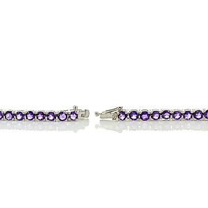 Ice Gems Sterling Silver African Amethyst 4mm Round Tennis Bracelet