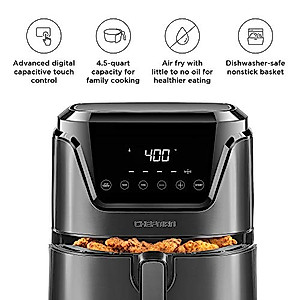 CHEFMAN Air Fryer 4.5 Qt, Healthy Cooking, User Friendly, Nonstick Stainless Steel, Digital Touch Screen with 4 Cooking Functions w/ 60 Minute Timer, BPA-Free, Dishwasher Safe Basket