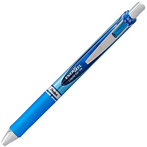 Pentel EnerGel Deluxe RTX Retractable Liquid Gel Pen, 0.5mm, Fine Line, Needle Tip, Blue Ink/Blue Body, Pack of 15