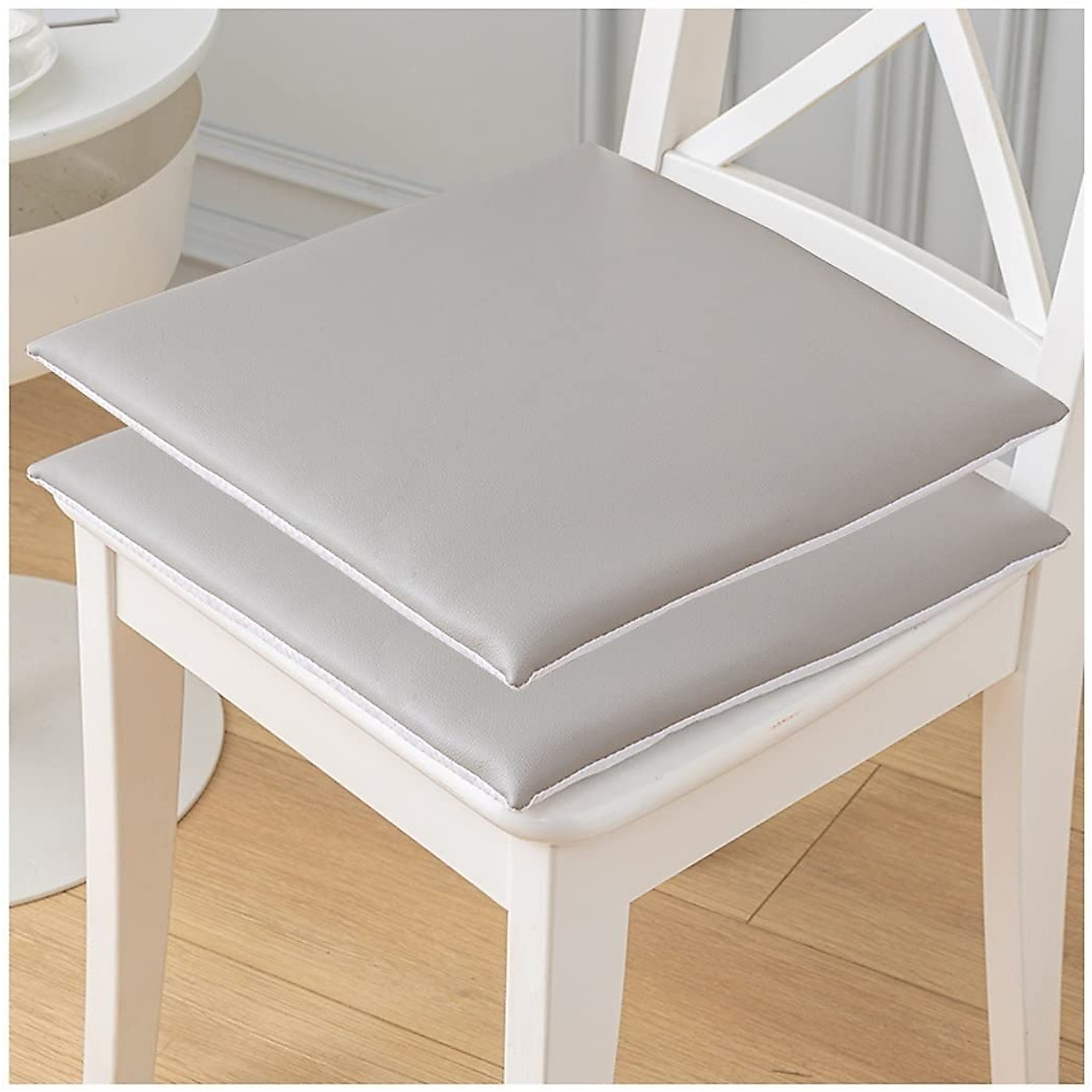 (Set of 1/2/4) Leather Square Chair Cushion / Seat Cushion, Durable Soft Office Chair Cushion, Dining Kitchen Chair Pads with Machine Washable Cover, Non-Slip Detachable