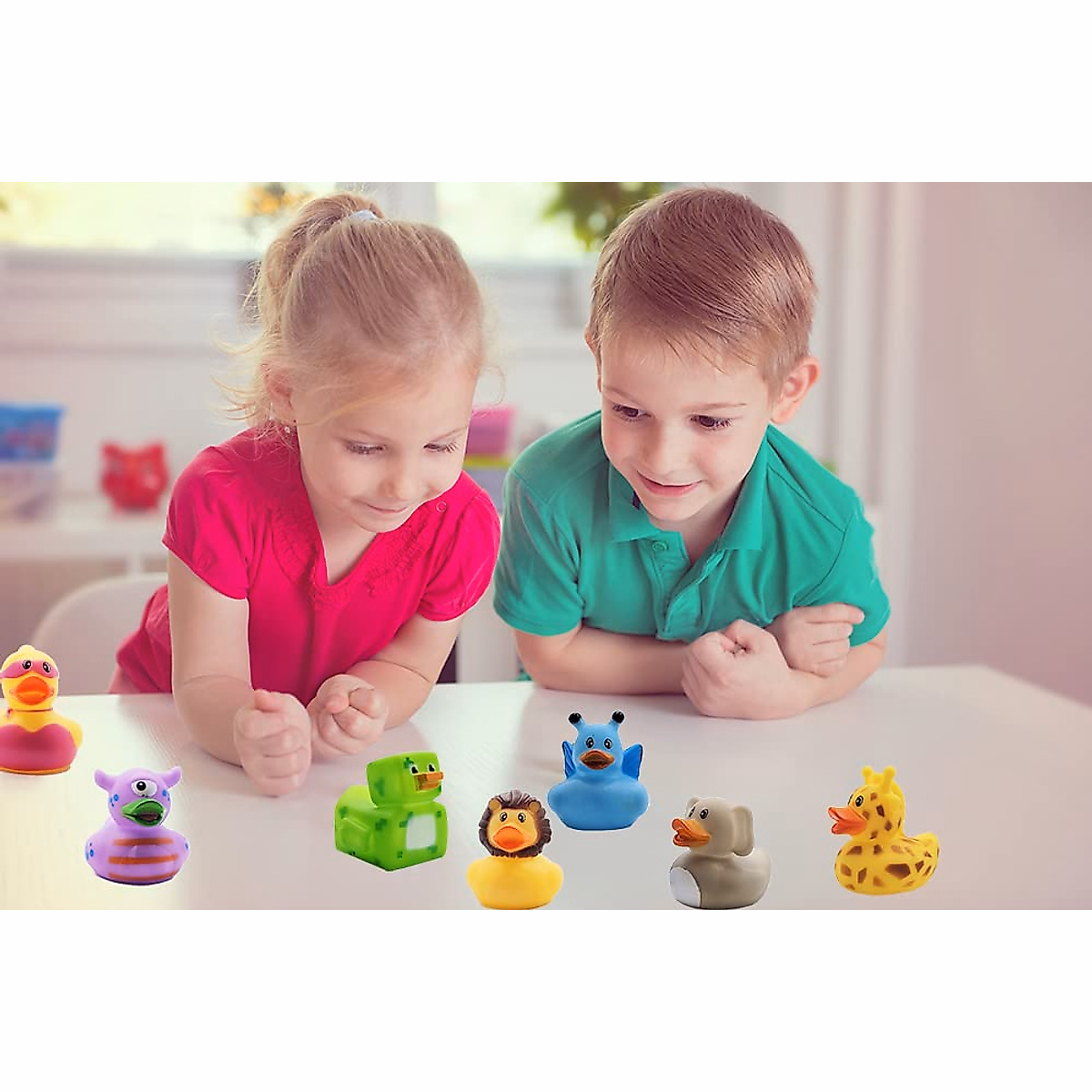 Chochkees Assorted Rubber Ducks Toy Duckies for Kids and Toddlers, Bath Birthday Baby Showers Classroom, Summer Beach and Pool Activity, 2" Inches (50-Pack)