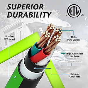 RVVIN 50 Amp 25 Feet RV Extension Cord, 14-50P to SS2-50R Heavy Duty STW Generator Extension Cord for RV Camper and Generator to House, with Locking Connector, ETL Listed (Black&Green)