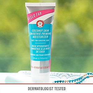 First Aid Beauty Hello FAB Coconut Skin Smoothie Priming Moisturizer, 2-in-1 Moisturizer and Makeup Primer – 1.7 Oz.