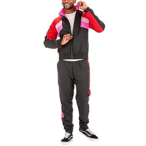 WEIV GEAR Men’s Tracksuit Set – 2 Piece Outfit Casual Active Full Zip Up Windbreaker Jacket and Drawstring Joggers Sweatpants SET509/709 RED L