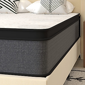 Merrick Lane Lofton 13" Euro Top Hybrid Mattress - Full Size - Individually Wrapped Pocket Springs - Certi-PUR US Certified Foam - Ships Compressed in a Box