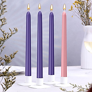 4 Pack Advent Taper Candles Set, 10-Inch Premium Hand-Dipped Unscented Christmas Advent Candles - Perfect for Holidays, Seasonal Celebrations, Church Services, and Parties.