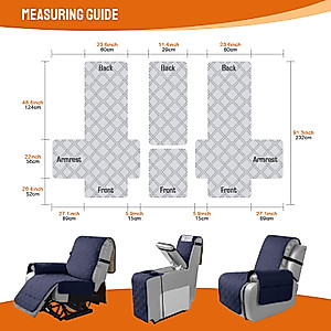 VANSOFY Loveseat Recliner Cover with Console 100% Waterproof Sofa Slipcovers Non-Slip Reclining Couch Cover Split Sofa Covers Furniture Protector for Pets, Dogs(Dark Blue)