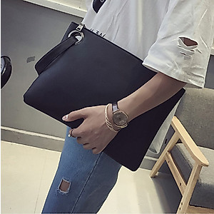 Hycurey Oversized Clutch Bag Purse and Handbag Womens Large PU Leather Evening Wristlet Handbags Black