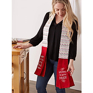 DII Christmas Kitchen Décor, Holiday Cooking & Baking Accessories Machine Washable Cotton, Towel Scarf, 4x70, Dashing Through The Dough