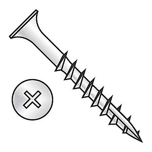 #8 x 1-5/8" Stainless Steel Deck Screw Phillips Drive, Bugle Head (Quantity: 500) Type 17 Wood Cutting Point, 1-1/8" of Thread Length, 8 Screw Diameter, 1-5/8" Screw Length