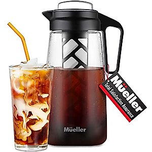 Mueller Cold Brew Coffee Maker, 2-Quart Heavy-Duty Tritan Pitcher, Iced Coffee Maker and Tea Brewer with Easy to Clean Reusable Mesh Filter