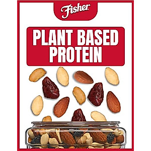 Fisher Snack Hunger Fighter Trail Mix, 38 Ounces, Peanuts, Almonds, Dried Sweetened Cranberries, Soy Nuts