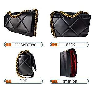 MIDUNU Crossbody Bags for Women Handbags Leather Shoulder Bag Ladies Purse Evening Wallets Luxury Quilted Satchels (White soft leather)