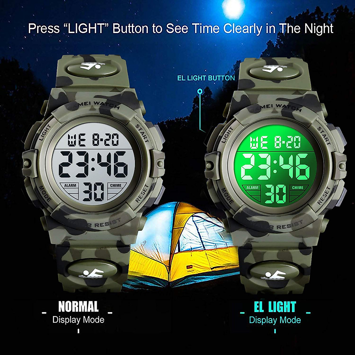 Watch for Boys 4-12 Year Old, Kids Camouflage Digital Sports Waterproof Outdoor Analog Electronic Watches with Alarm Stopwatch, Children Birthday Presents Gifts Toys for Age 4-12 Year Old Boys Girls