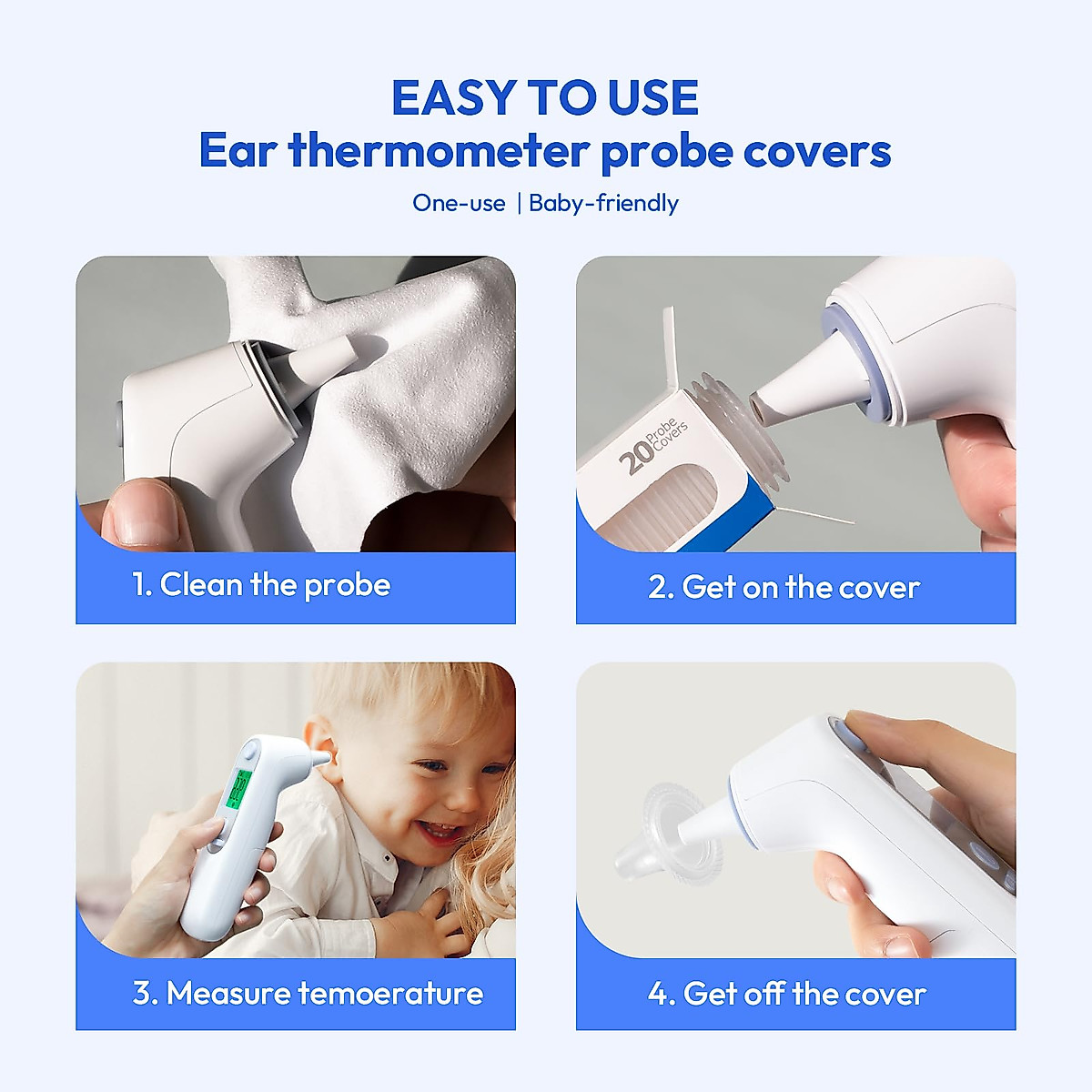 120X Ear Thermometer Probe Covers, for All Braun Thermometer Ear Covers, Lens Filters, Refill Caps, 0% BPA Disposable Covers