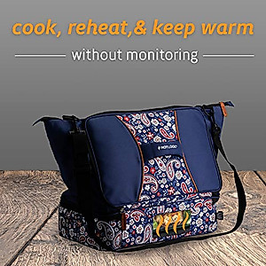 HotLogic 16801170-BPSL Food Warming Tote Casserole Carrier Plus 120V, Blue Paisley