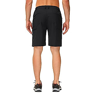 Libin Men's Quick Dry Golf 10" Shorts, Lightweight Hiking Stretch Gear, Travel Fishing Casual Tactical Pockets Shorts, Black XXL