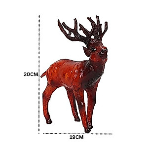 Kalakriti Handicraft Leather Reindeer (8inch, Brown), Set of 2 for Home Decor/Gift