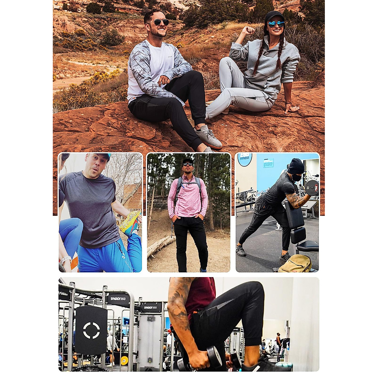 BALEAF Men's Joggers Athletic Pants Lightweight Running Hiking Pants Workout Training Gym Quick Dry Zipper Pockets Light Gray M