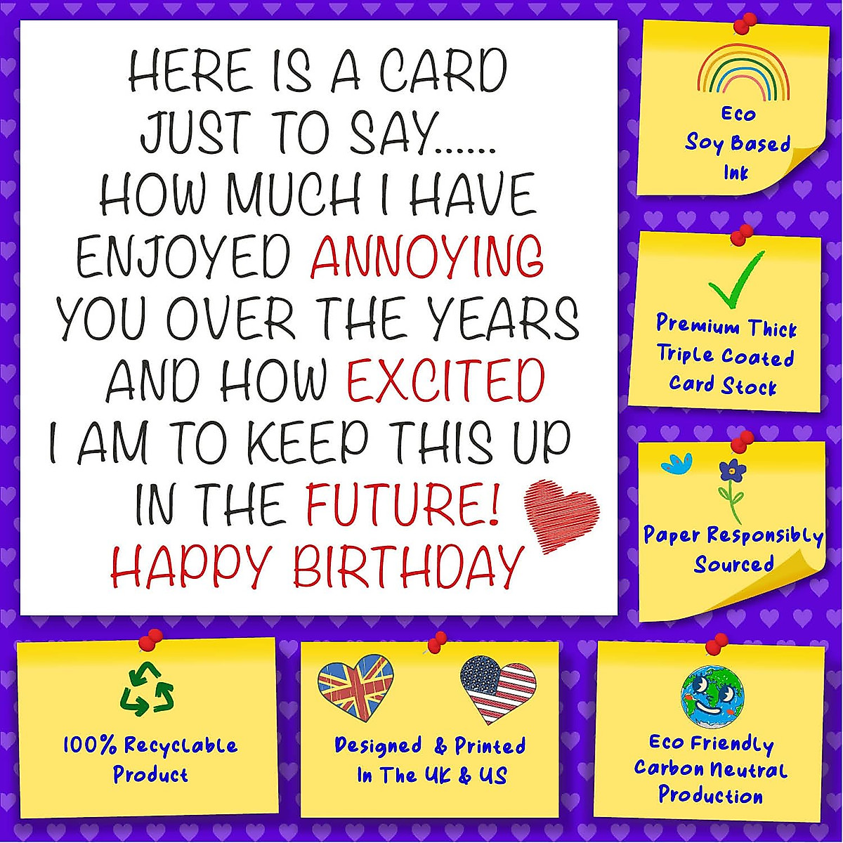 Cult Kitty Funny Birthday Card - Enjoyed Annoying - Humorous Greeting Card for Her or Him