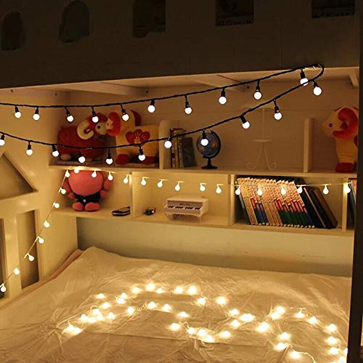 Lightspot 50 LED Globe String Lights,5m/16ft Ball Christmas Lights Waterproof Fairy String Lights Indoor Outdoor Decoration Lights for Gardens Home Party Patio Yard (Plug 110V, Warm White)