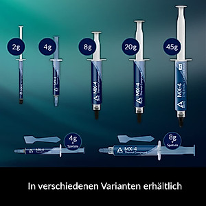 ARCTIC MX-4 (incl. Spatula, 4 g) - Premium Performance Thermal Paste for all processors (CPU, GPU - PC), very high thermal conductivity, long durability, safe application